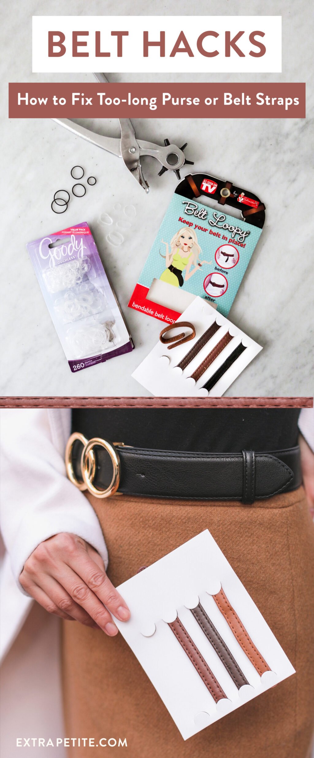 How to resize + fix a too long belt or purse strap - Extra Petite