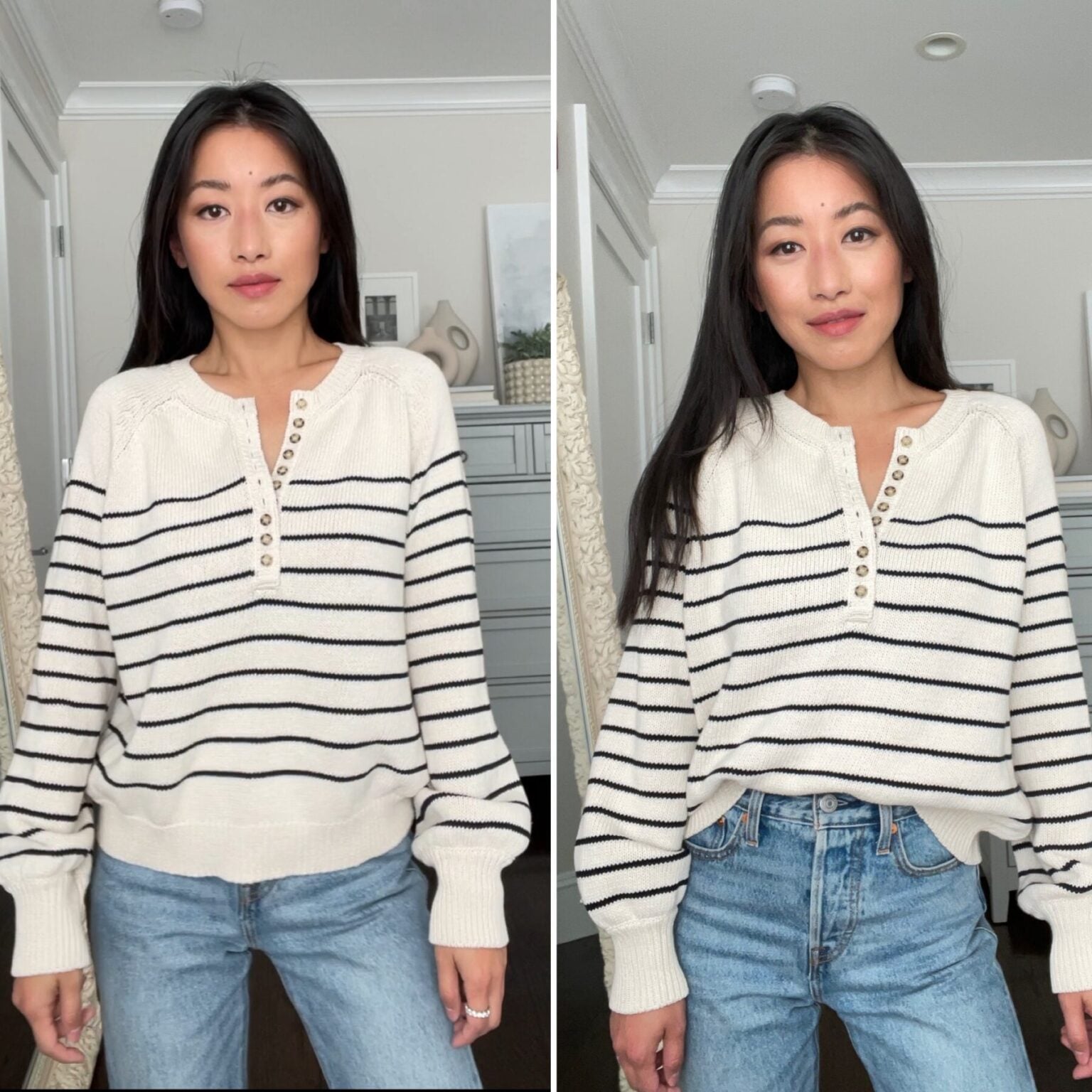 How to tuck a chunky knit sweater