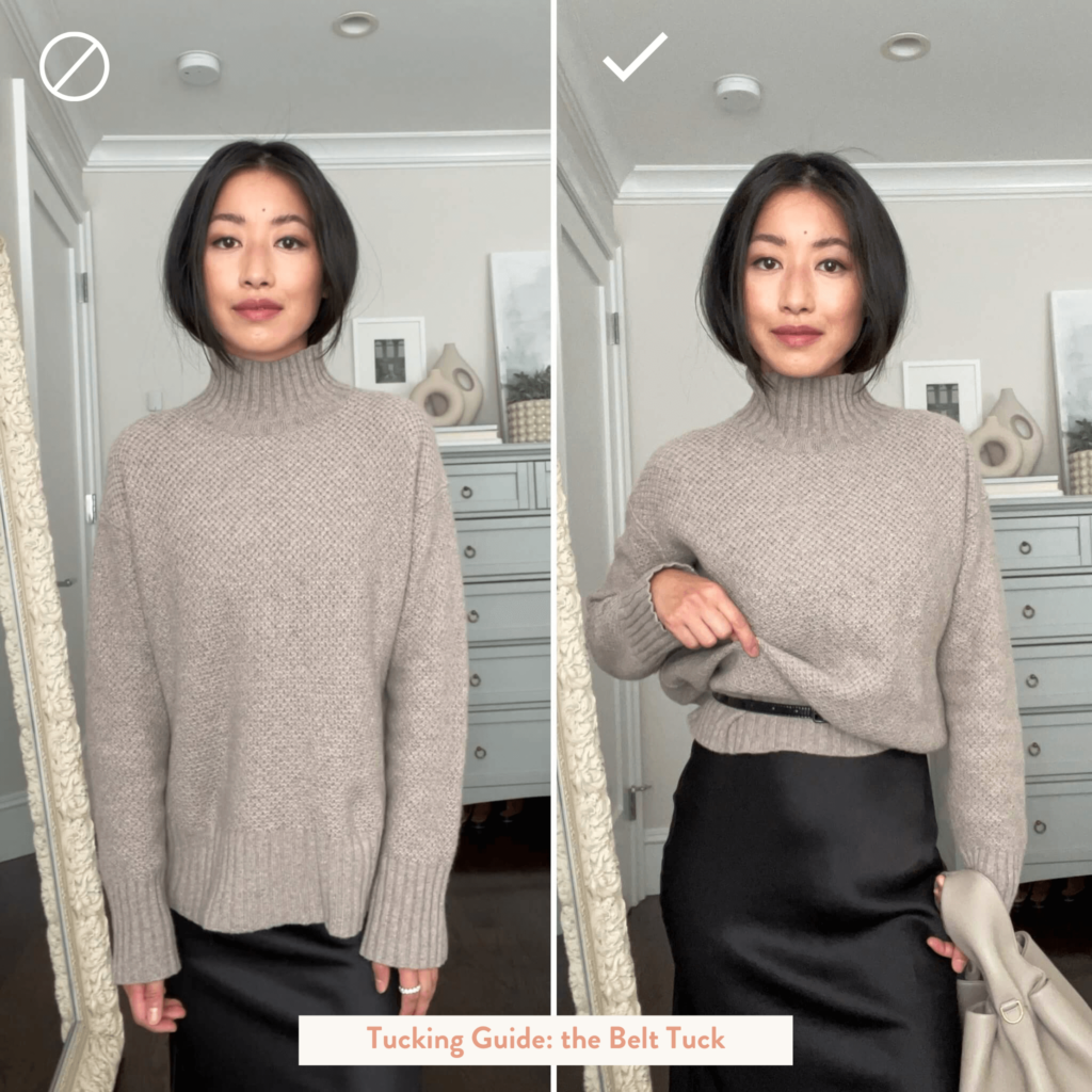 How to tuck a chunky knit sweater