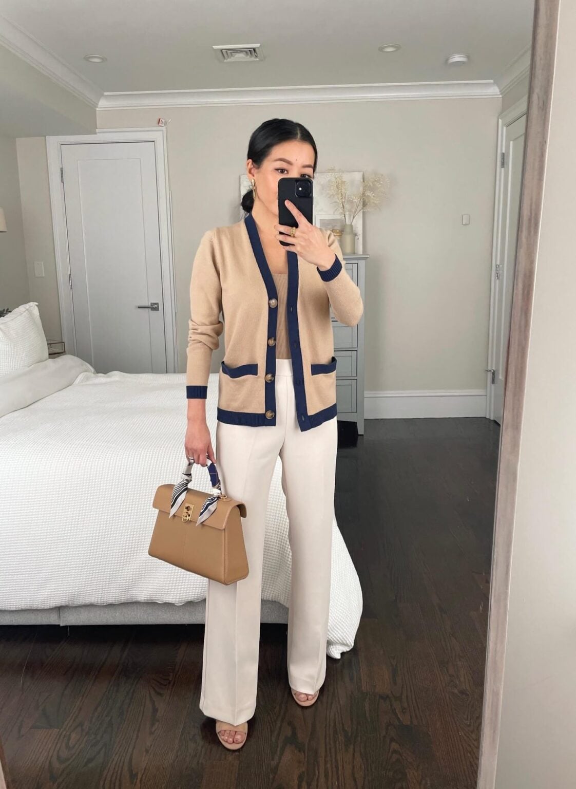 Ann Taylor spring outfit ideas // petite cream suit blazer