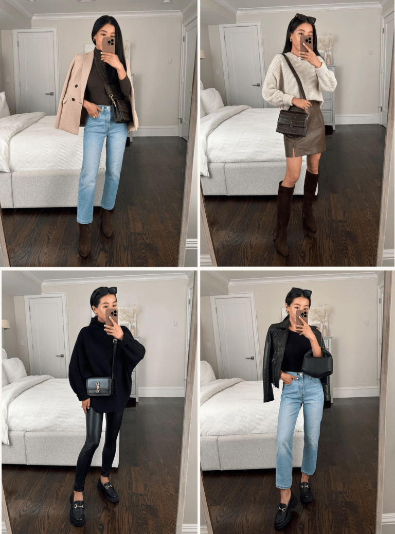 Petite Fall Outfit Ideas: Platform Loafers, Brown Boots