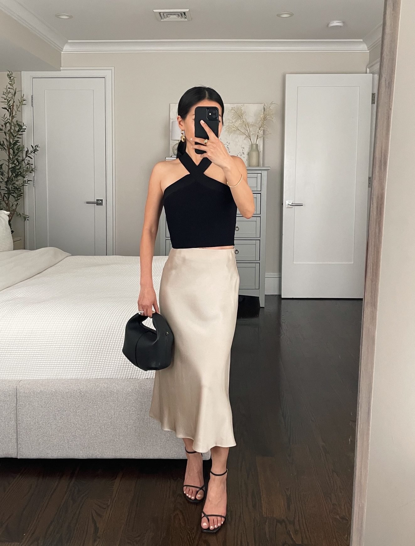 How to style the Quince silk slip skirt - Petite spring outfits