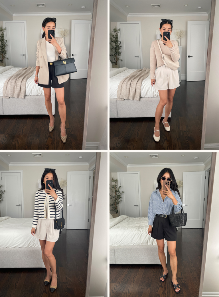 8 ways to style the quince tailored shorts (petite friendly)