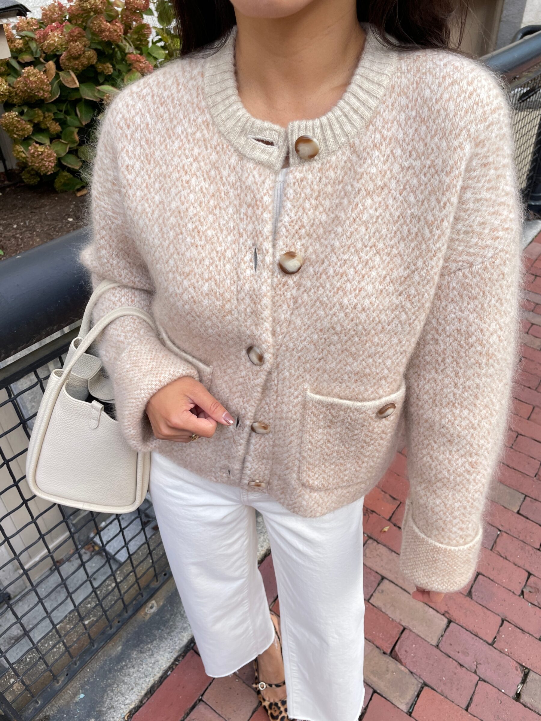 Sézane Fall 2024 petite outfits: Betty, Teo Cardigans